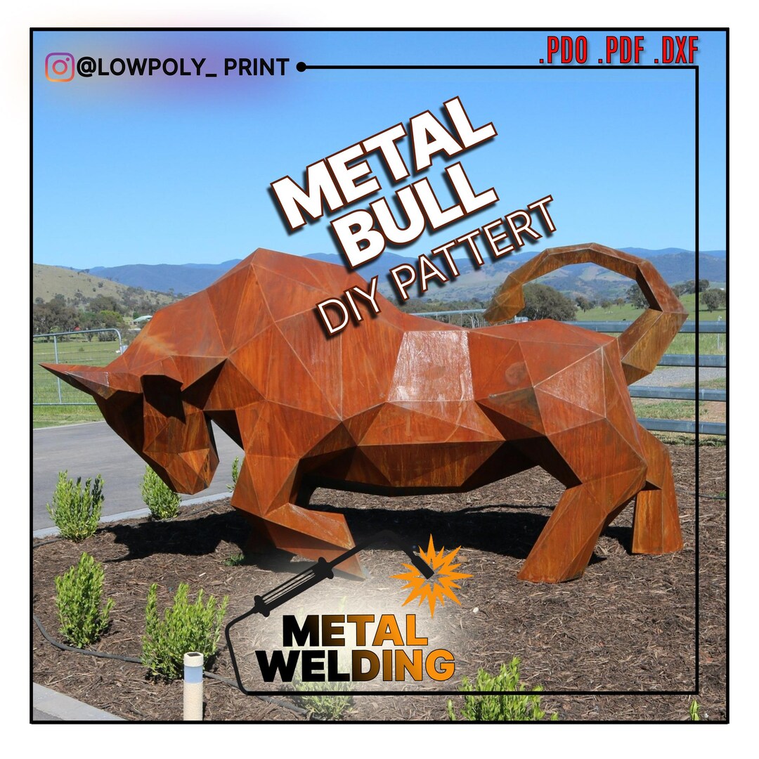 DIY Metal Bull Welding Sculpture Template,digital Low Poly Bull,dxf,pdo ...