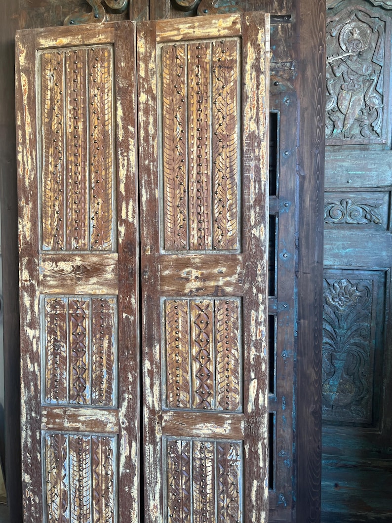 Vintage Carved Wood Double Doors: Custom Size Hinged or Barndoors ...