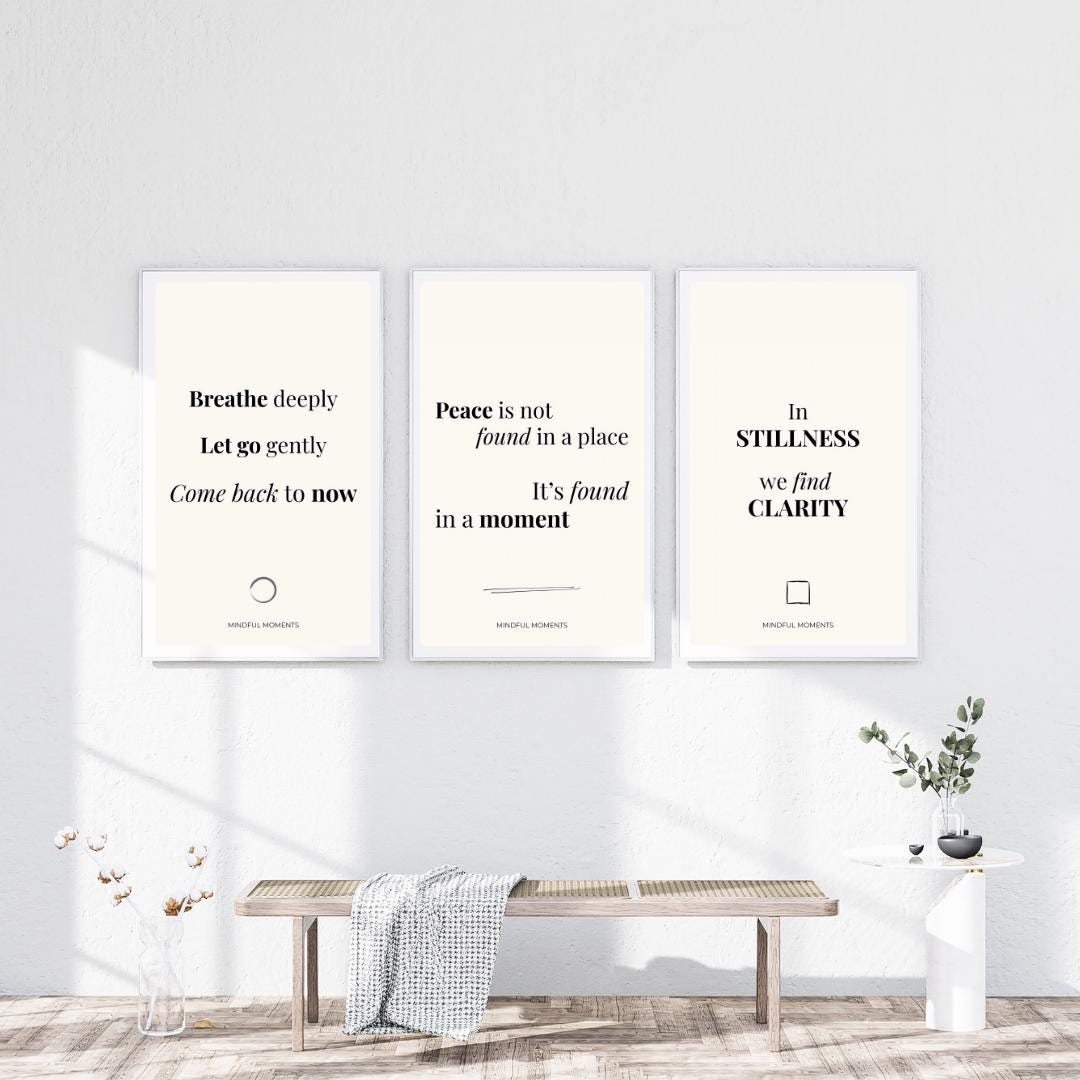 Mindful Moments Printable Quote Set – Minimalist Wall Art for Calm ...