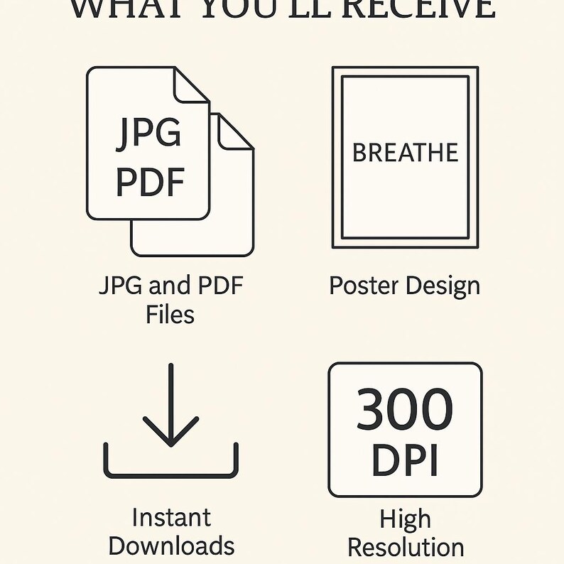 Breathe Printable Wall Art – Minimalist Mindfulness Quote Poster – Calm ...