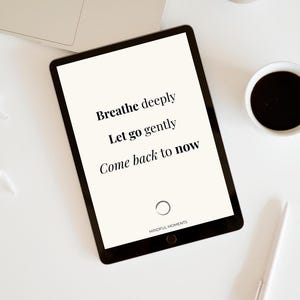 Breathe Printable Wall Art – Minimalist Mindfulness Quote Poster – Calm ...