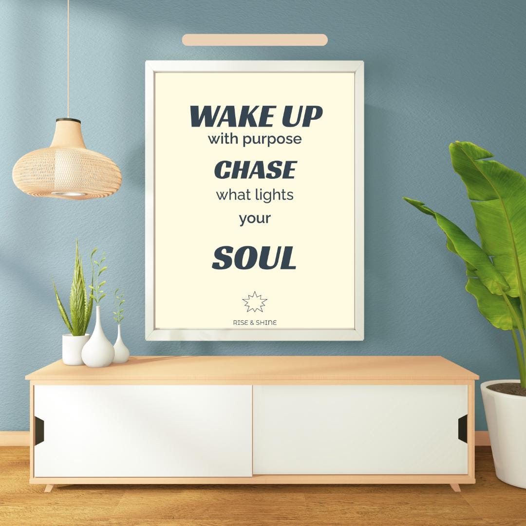 Wake up With Purpose Printable – Motivational Morning Wall Art – Rise ...