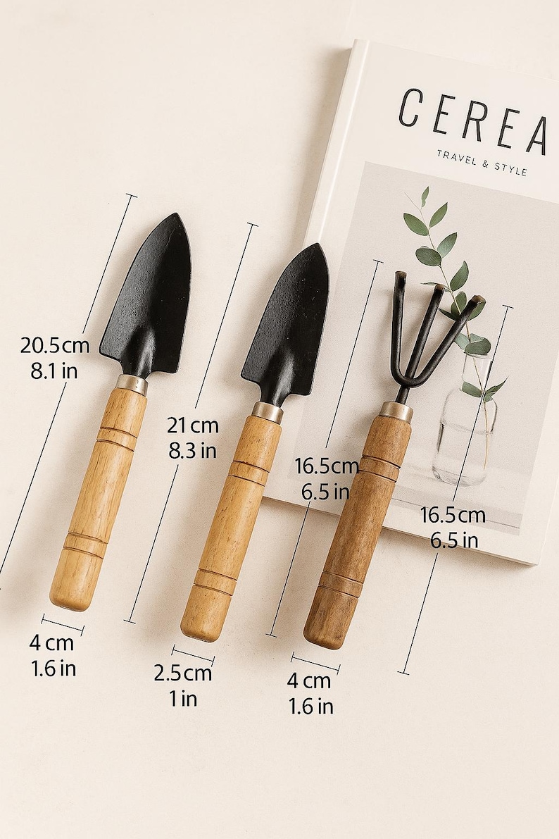 Mini Garden Tool Set: Wooden Handle Rake, Trowel & Shovel - Etsy