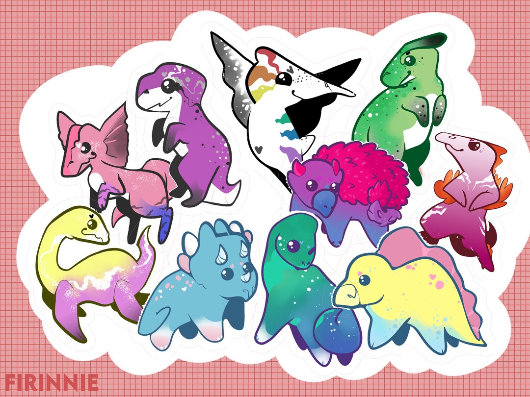 STICKER GLOSSY Pride Month PRIDEOSAURUS' Dinos Dinosaurs by Firinnie - Etsy