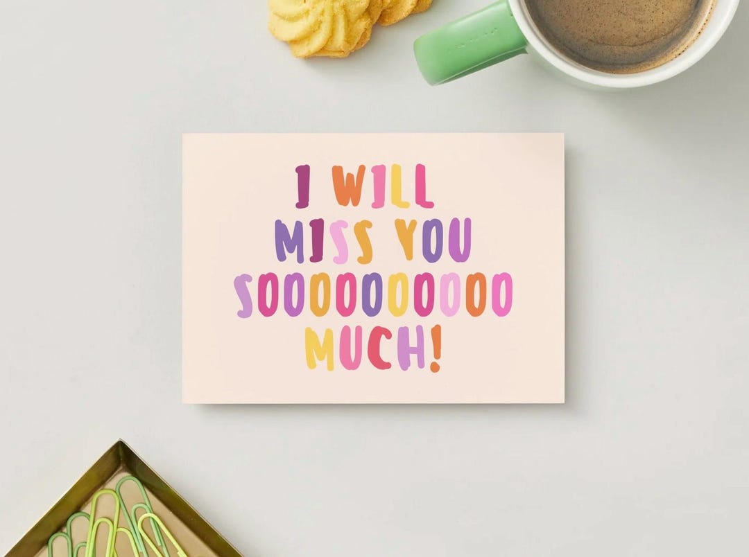 Miss You Cards Pack: Cheerful Farewell A6 Cards - Etsy
