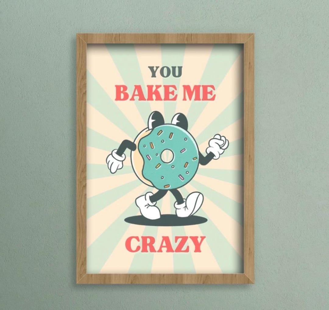 Retro Doughnut Art Print: Funny Kitchen Decor (digital Download) - Etsy