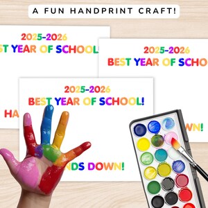 First Day of School Handprint Craft Printable, Back to School Handprint ...