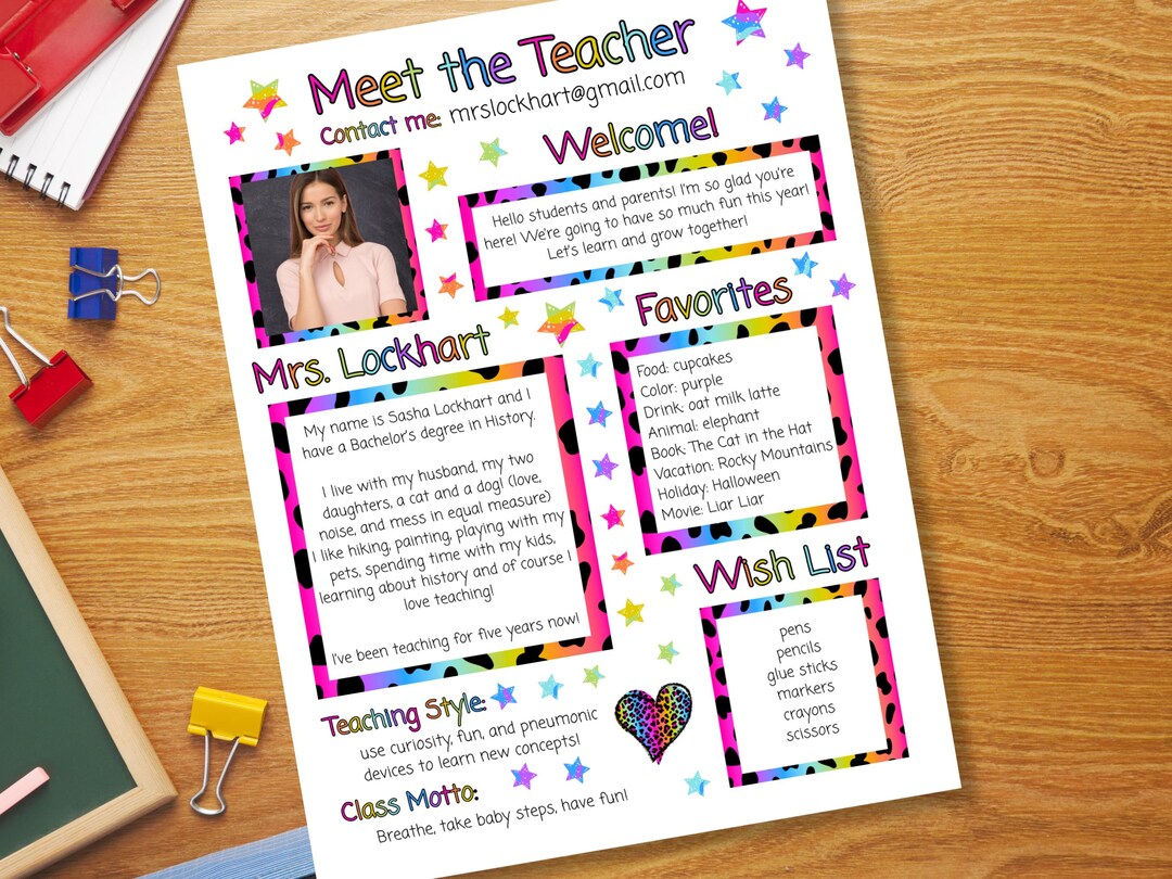 Meet the Teacher Editable Canva Template, All About My Teacher, Teacher ...