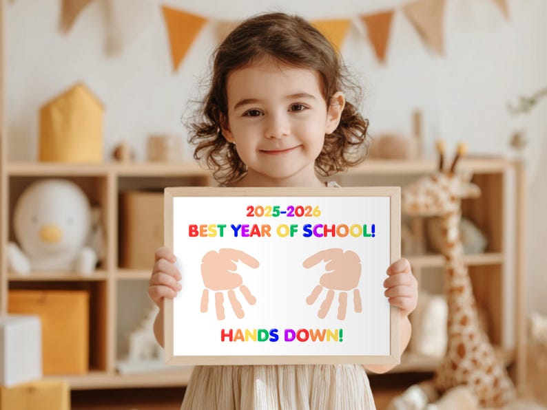 First Day of School Handprint Craft Printable, Back to School Handprint ...