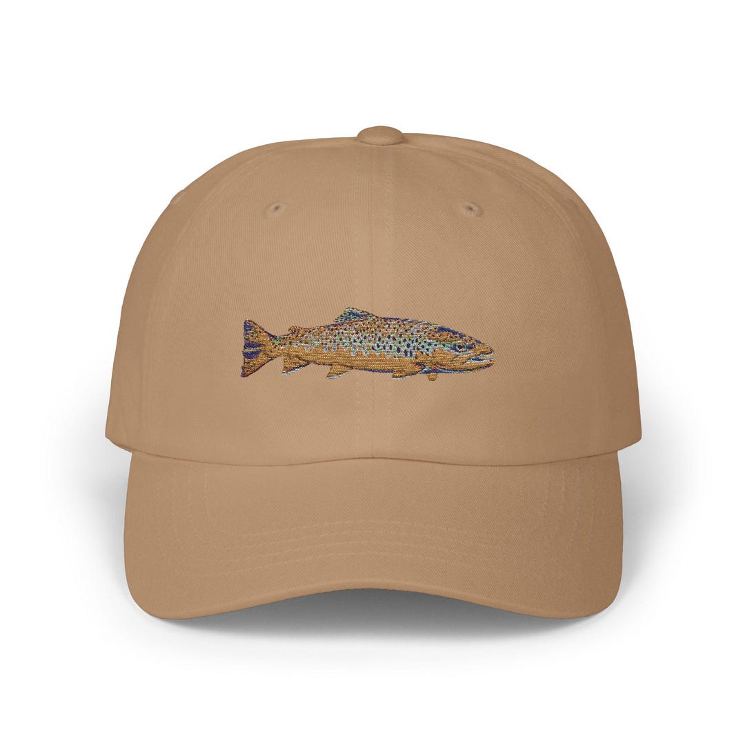 Embroidered Brown Trout Classic Dad Cap, Outdoor Fishing Hat, Men's ...