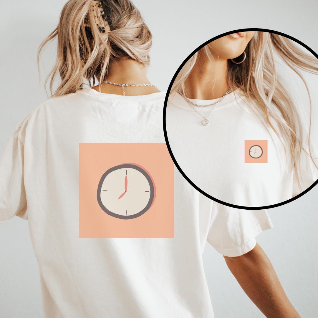 Minimalist Clock Tshirt Trendy Aesthetic Design, Casual Unisex Tee ...