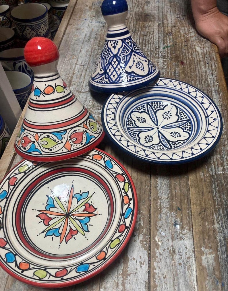Handmade Moroccan Tagine Set: Colorful Zellige Ceramic Pottery - Etsy