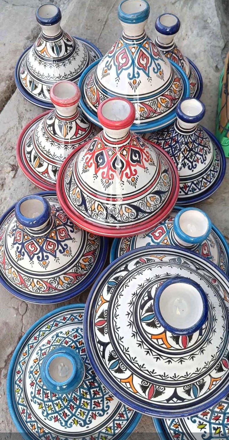 Handmade Moroccan Tagine Set: Colorful Zellige Ceramic Pottery - Etsy