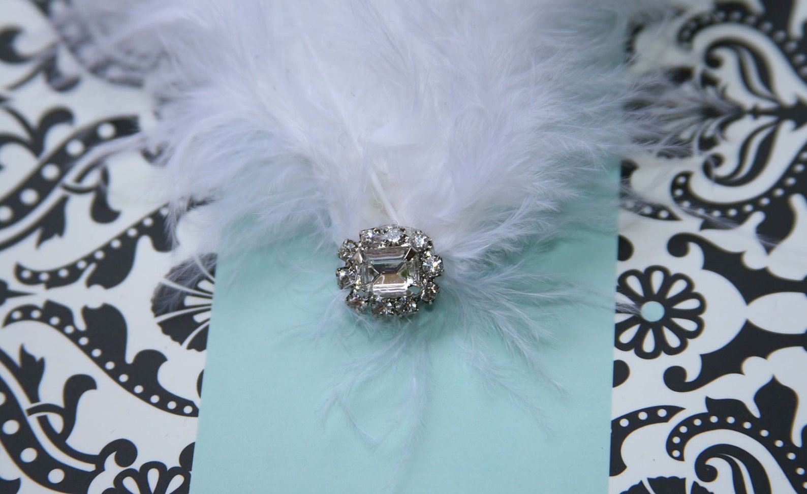 White Bridal Clip With Feathers and Crystals - Etsy