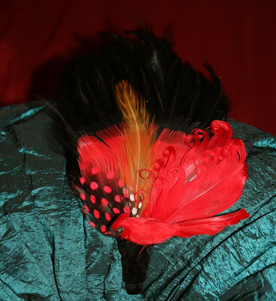 Red Bird Feather Headband - Red Feather Cardinal - Etsy
