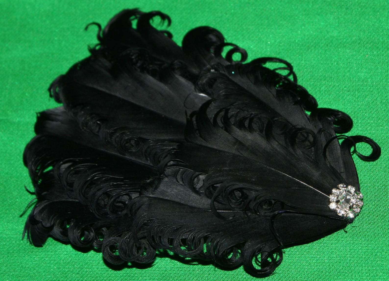Black Feather Barrette With Swarovski Crystal Detail - Etsy