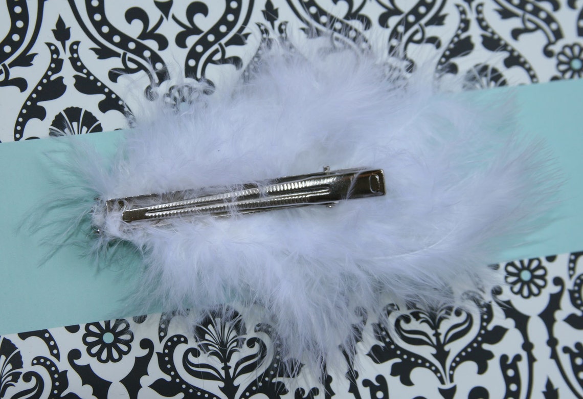 White Bridal Clip With Feathers and Crystals - Etsy