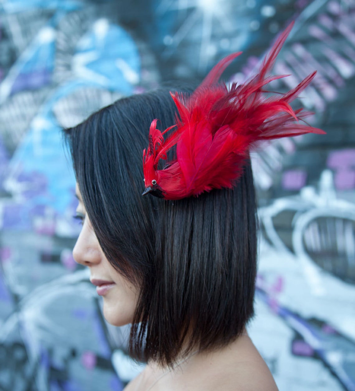 Red Bird Fascinator - Red Feather Cardinal - Etsy