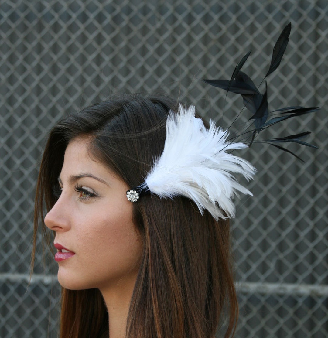 White Wedding Hair Accessory Oversized With Feathers and Swarovski ...
