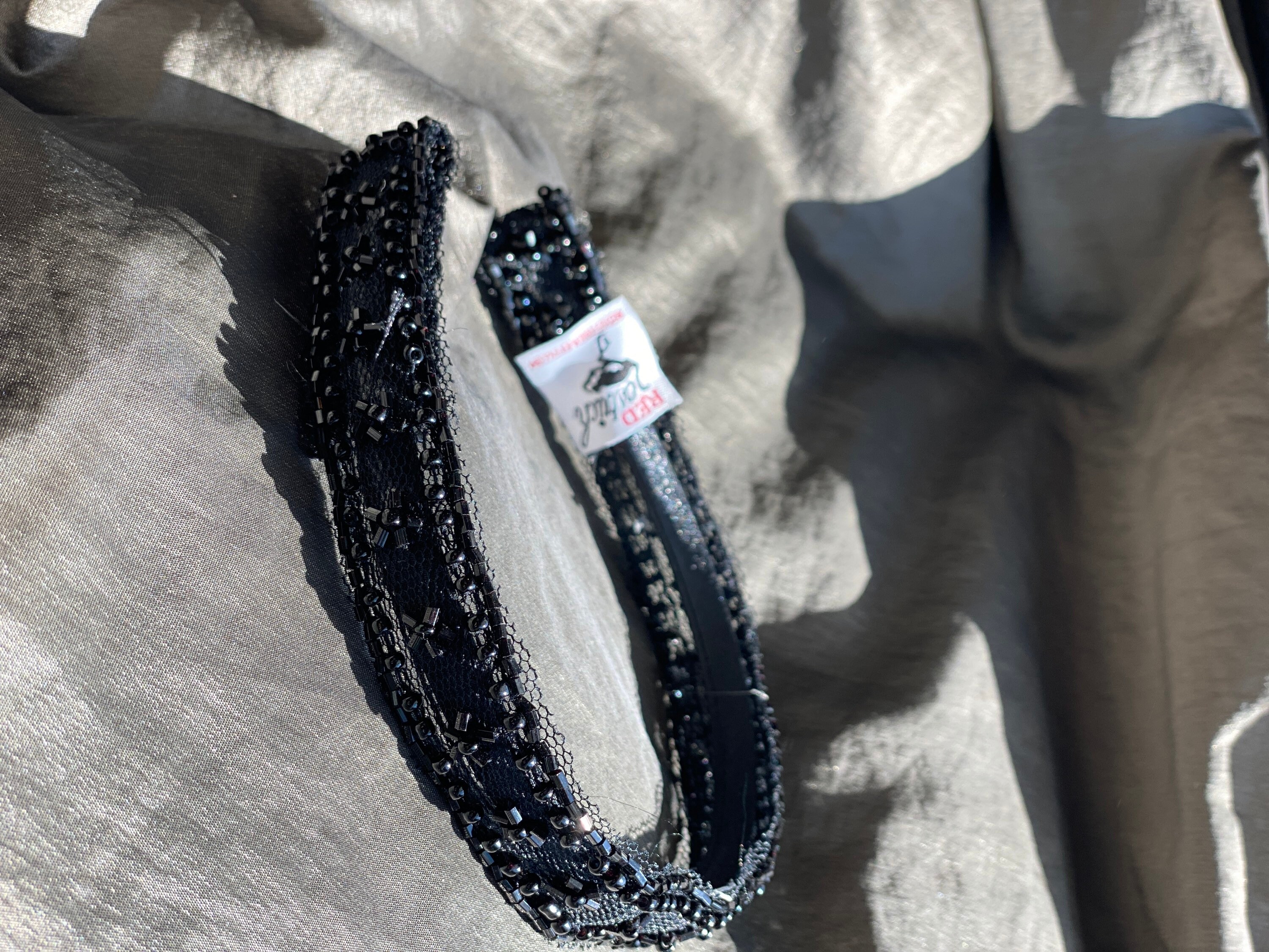 Beaded Black Lace Headband - Etsy