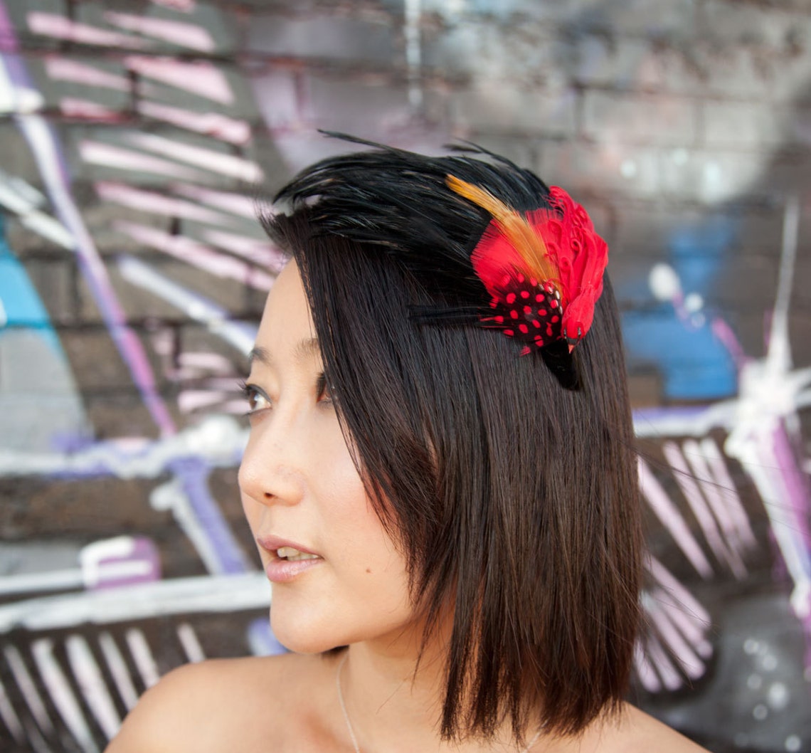 Red Bird Feather Headband Red Feather Cardinal - Etsy