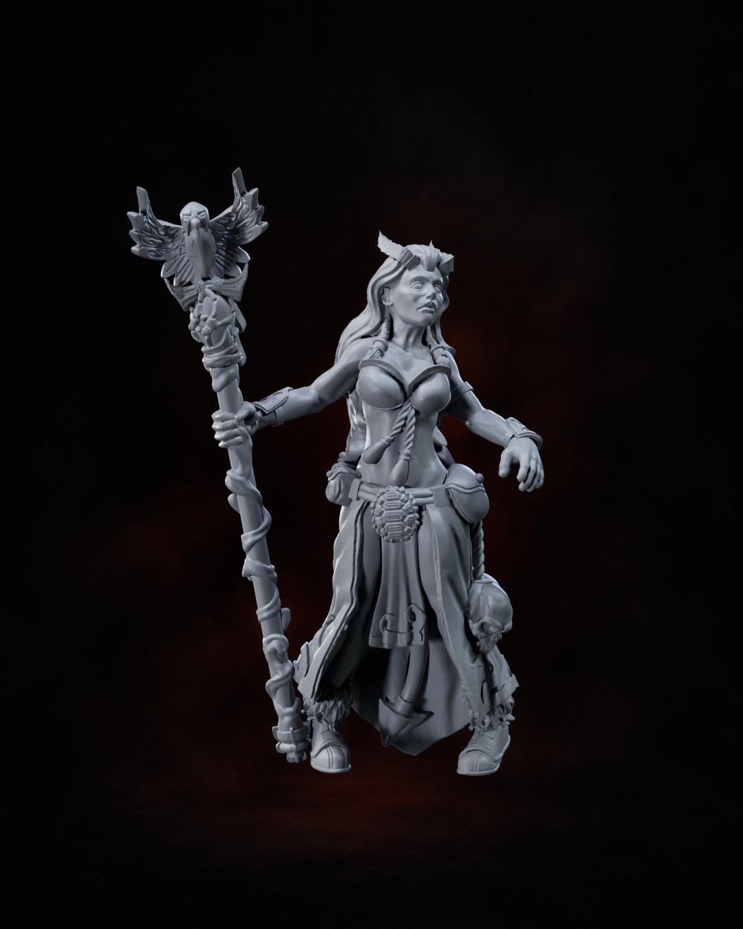 Tiefling Druid Miniature | Tiefling Druid With Totem Staff | for Dnd ...