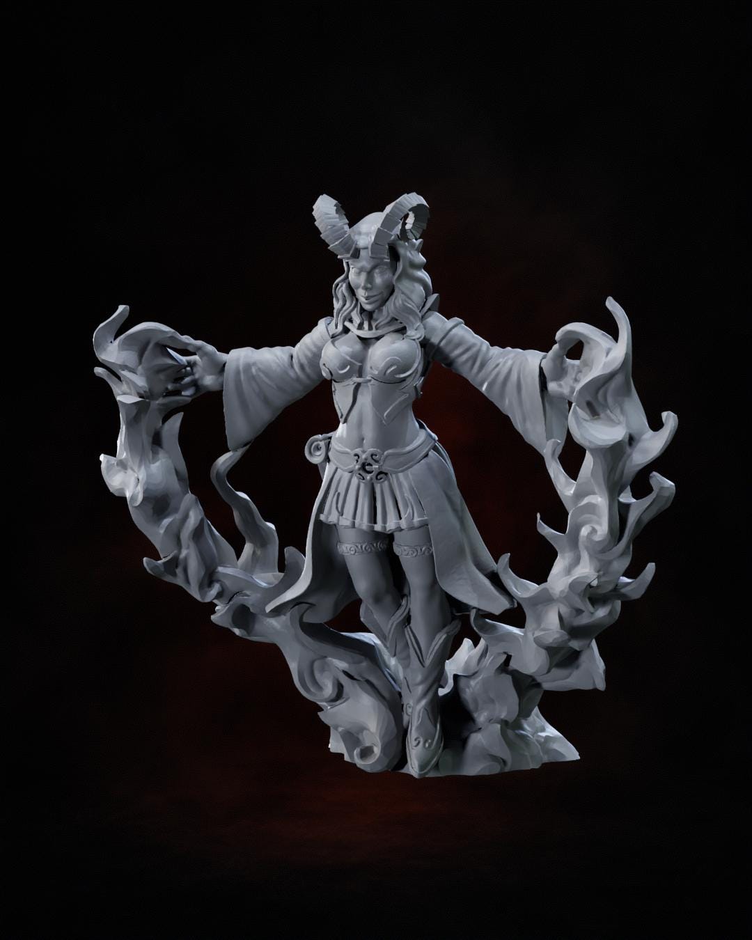 Tiefling Fire Mage Miniature | Female Tiefling Fire Sorceress | for Dnd ...