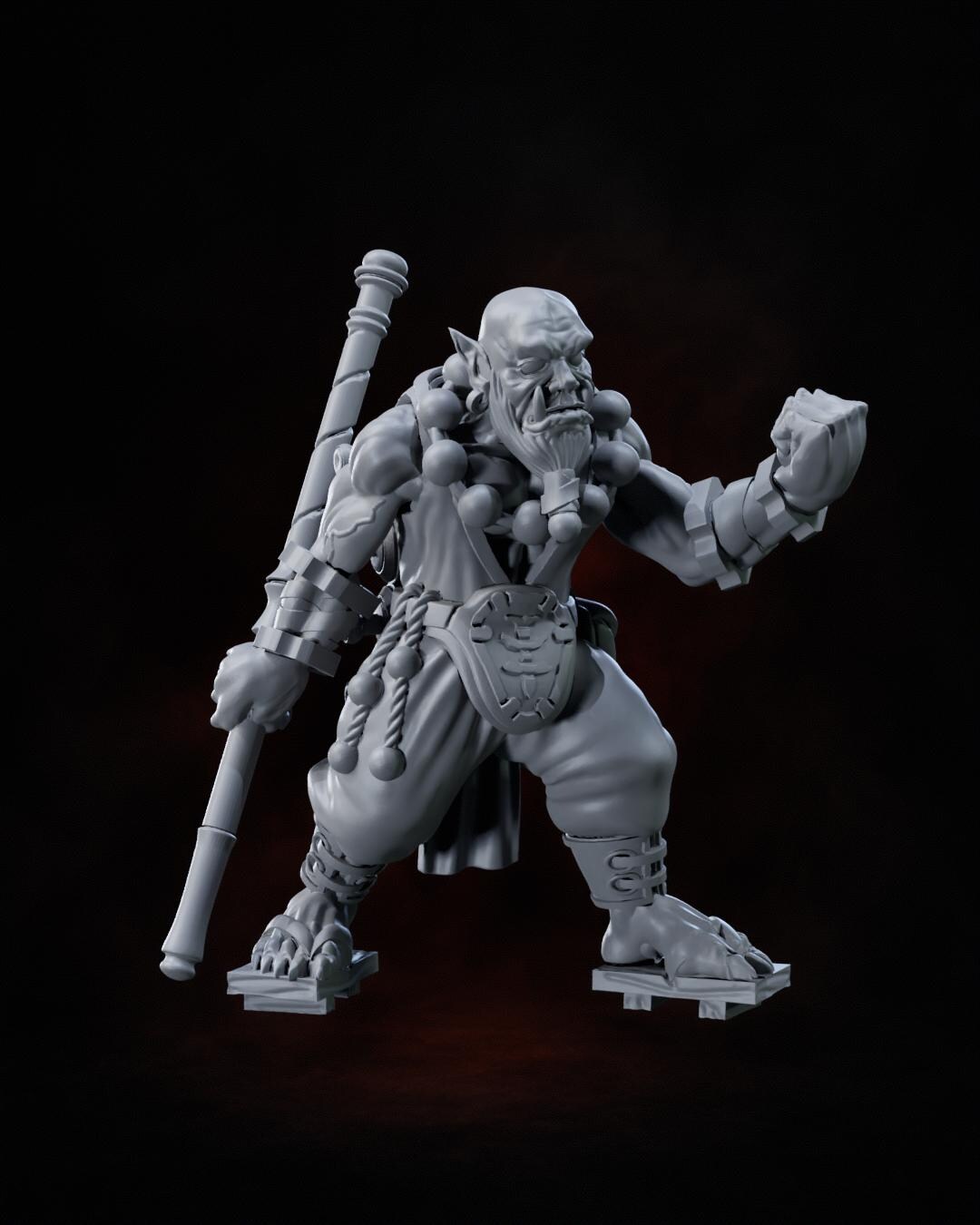 Orc War Monk Miniature | Orc Battle Monk | for Dnd, Pathfinder RPG ...