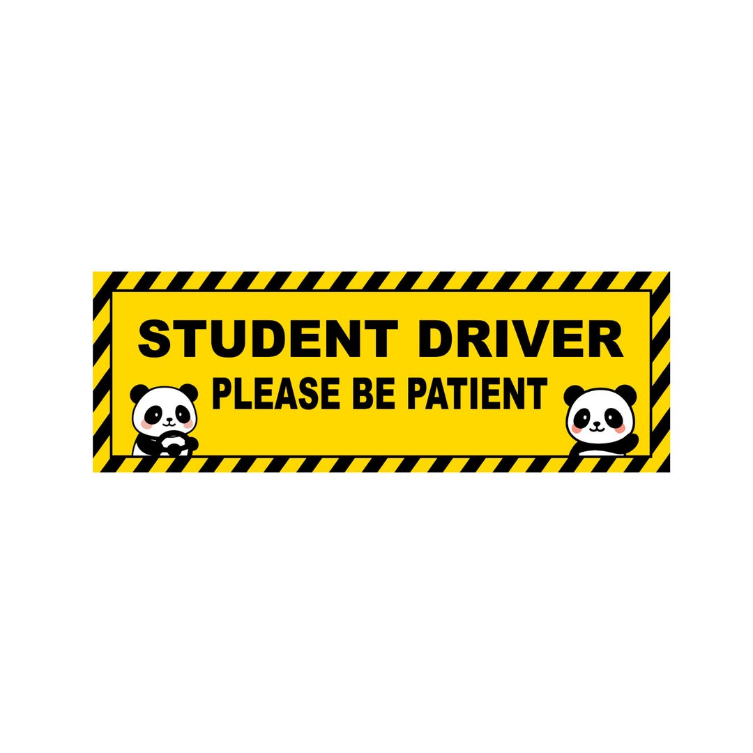 Student Driver Please Be Patient Panda - Bumper Sticker - Etsy
