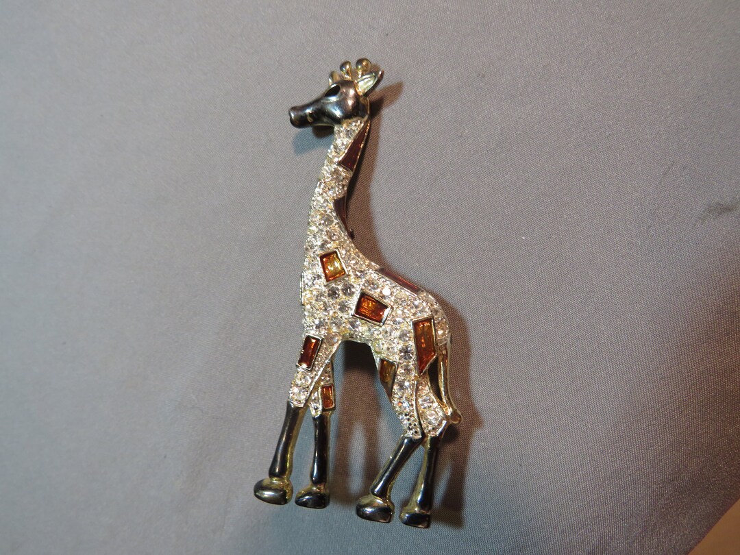 Vintage Roman Signed Giraffe Pin Brooch Rhinestones Enamel 2096 - Etsy