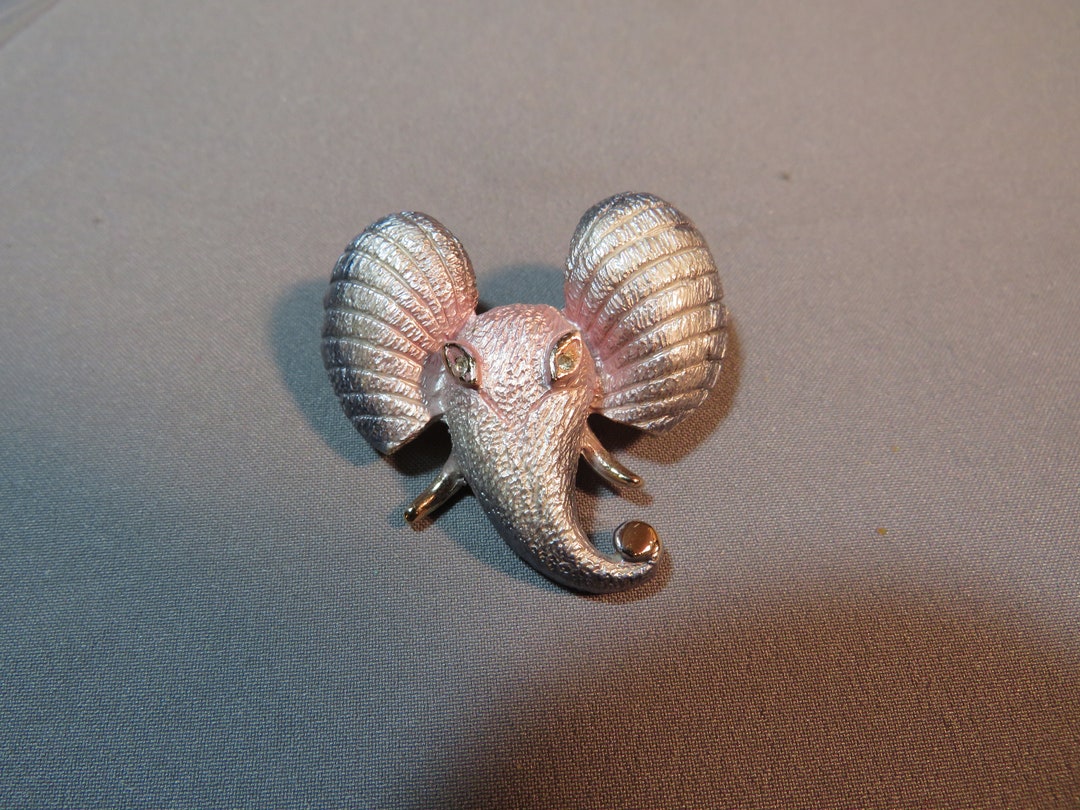 Vintage 1960s Pastelli Signed Elephant Head Pin Brooch 1893 - Etsy