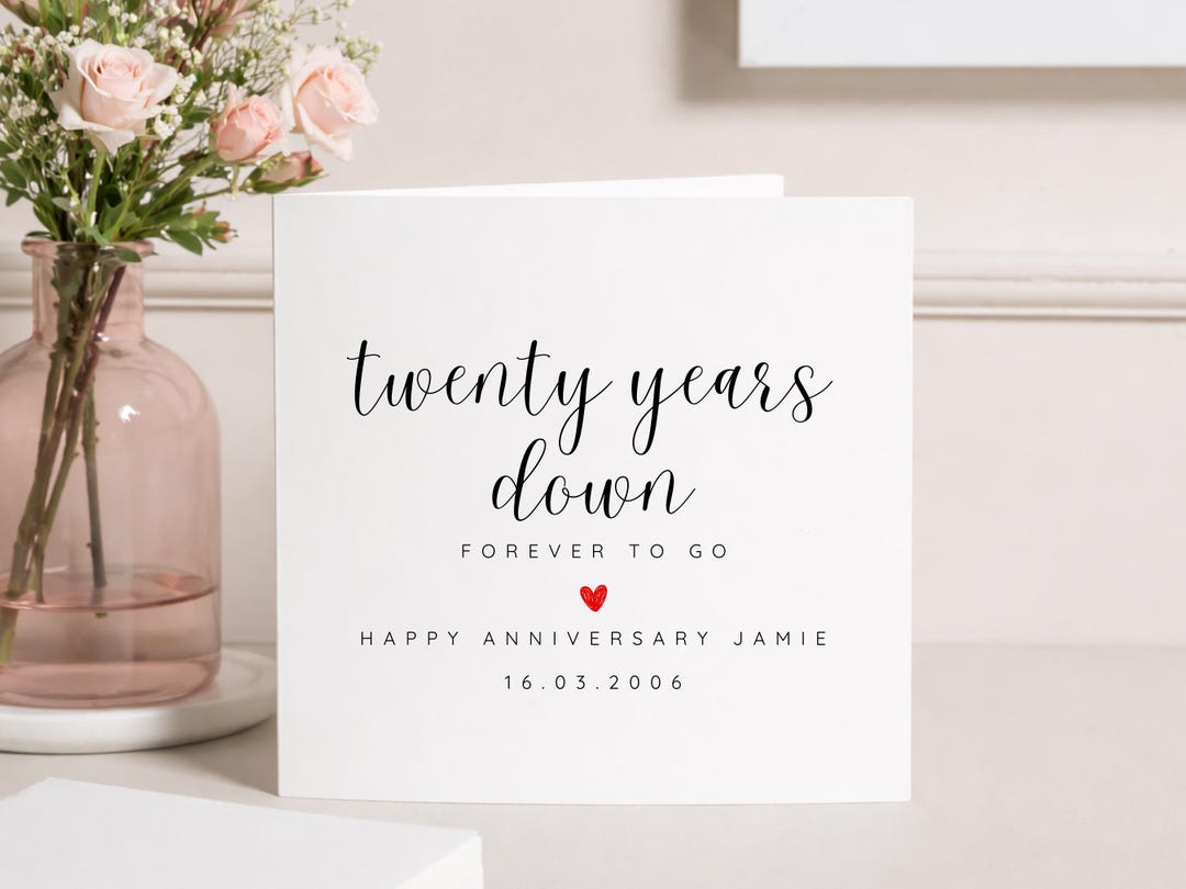 Personalised 20th Anniversary Card, Anniversary Card, Couples, Partners ...
