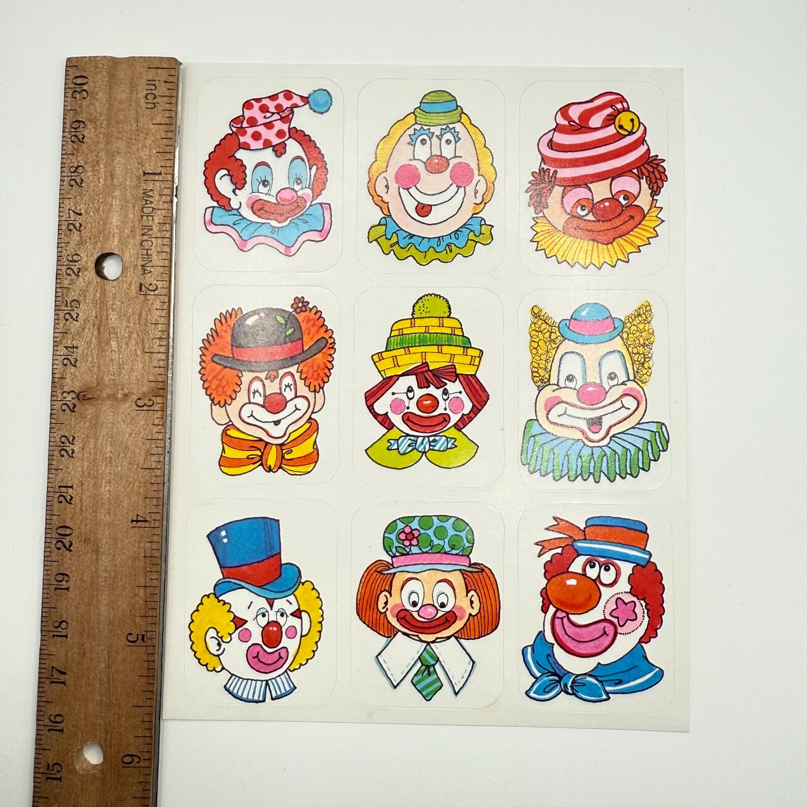 Vintage 1980s Eureka Brand Clown Faces Full Sticker Sheet Retro Circus ...