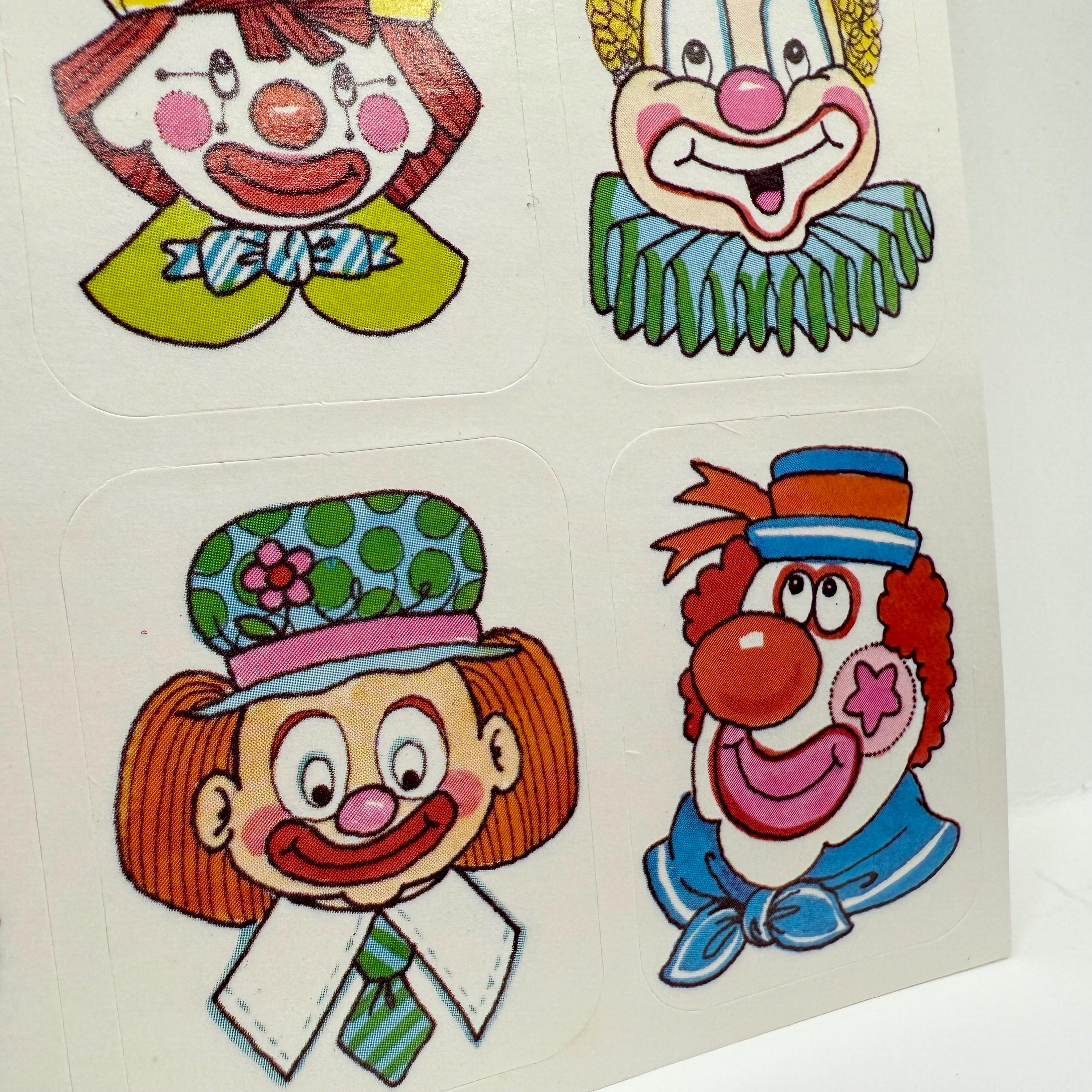 Vintage 1980s Eureka Brand Clown Faces Full Sticker Sheet Retro Circus ...