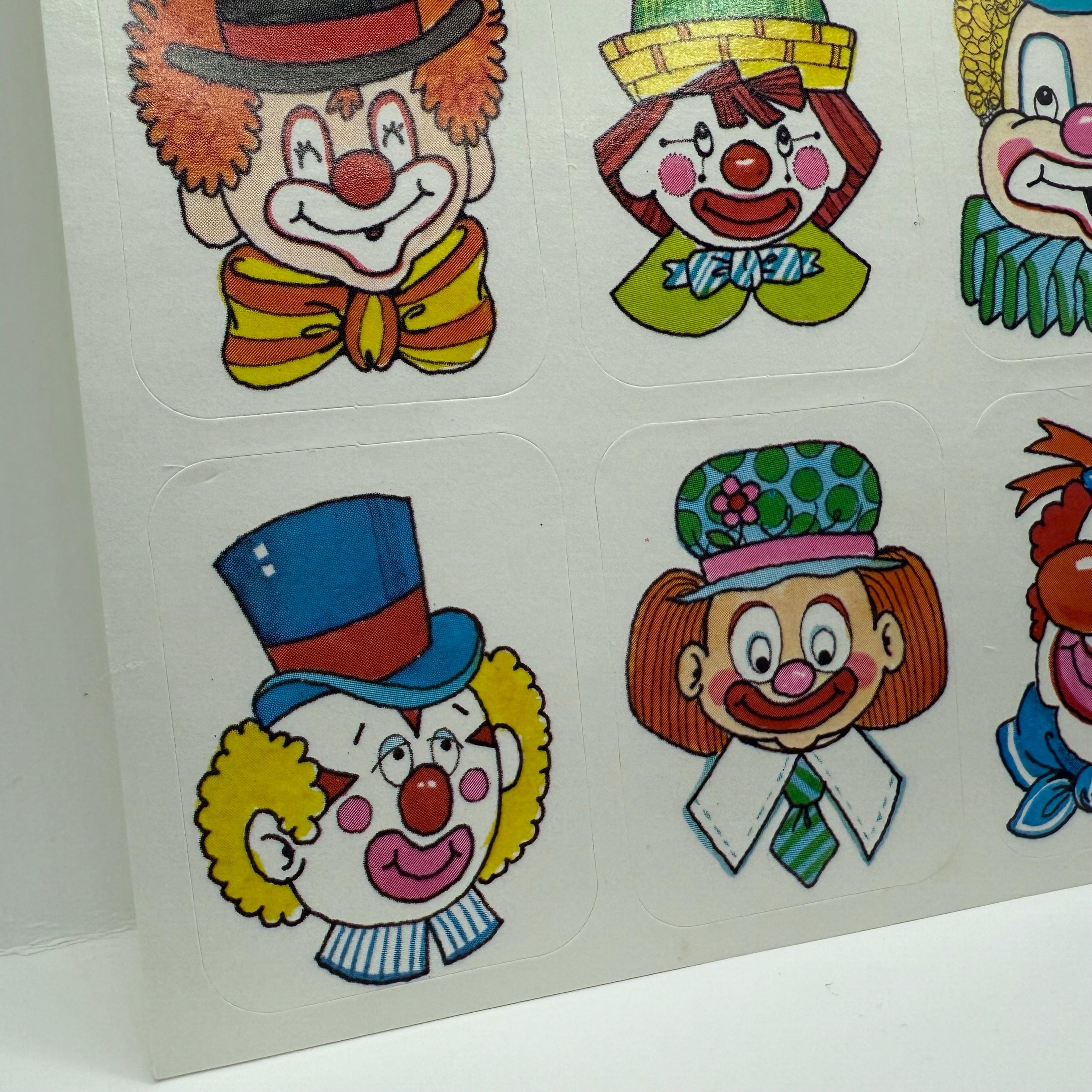 Vintage 1980s Eureka Brand Clown Faces Full Sticker Sheet Retro Circus ...