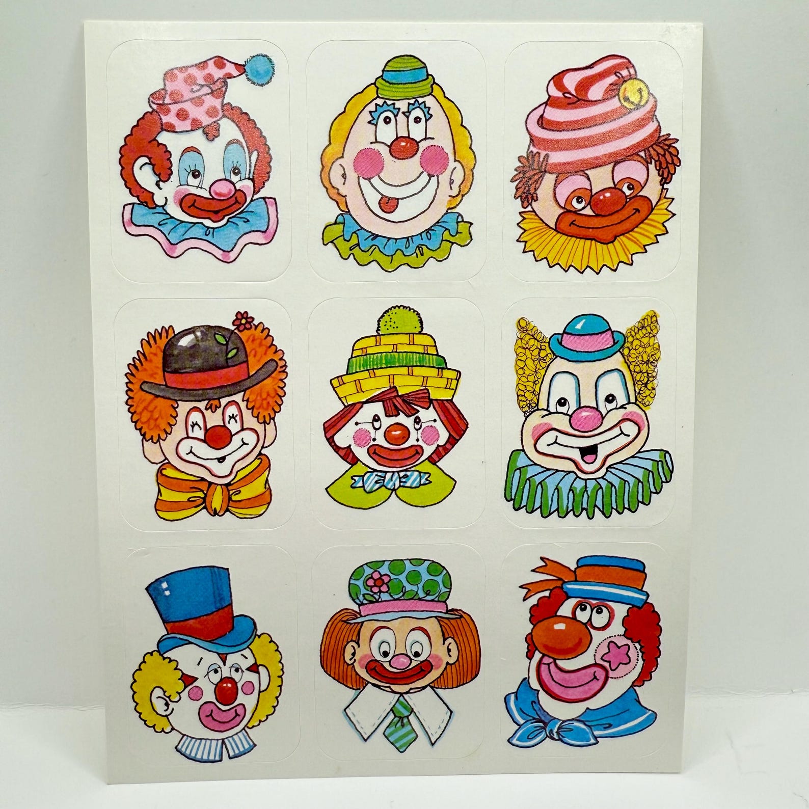 Vintage 1980s Eureka Brand Clown Faces Full Sticker Sheet Retro Circus ...