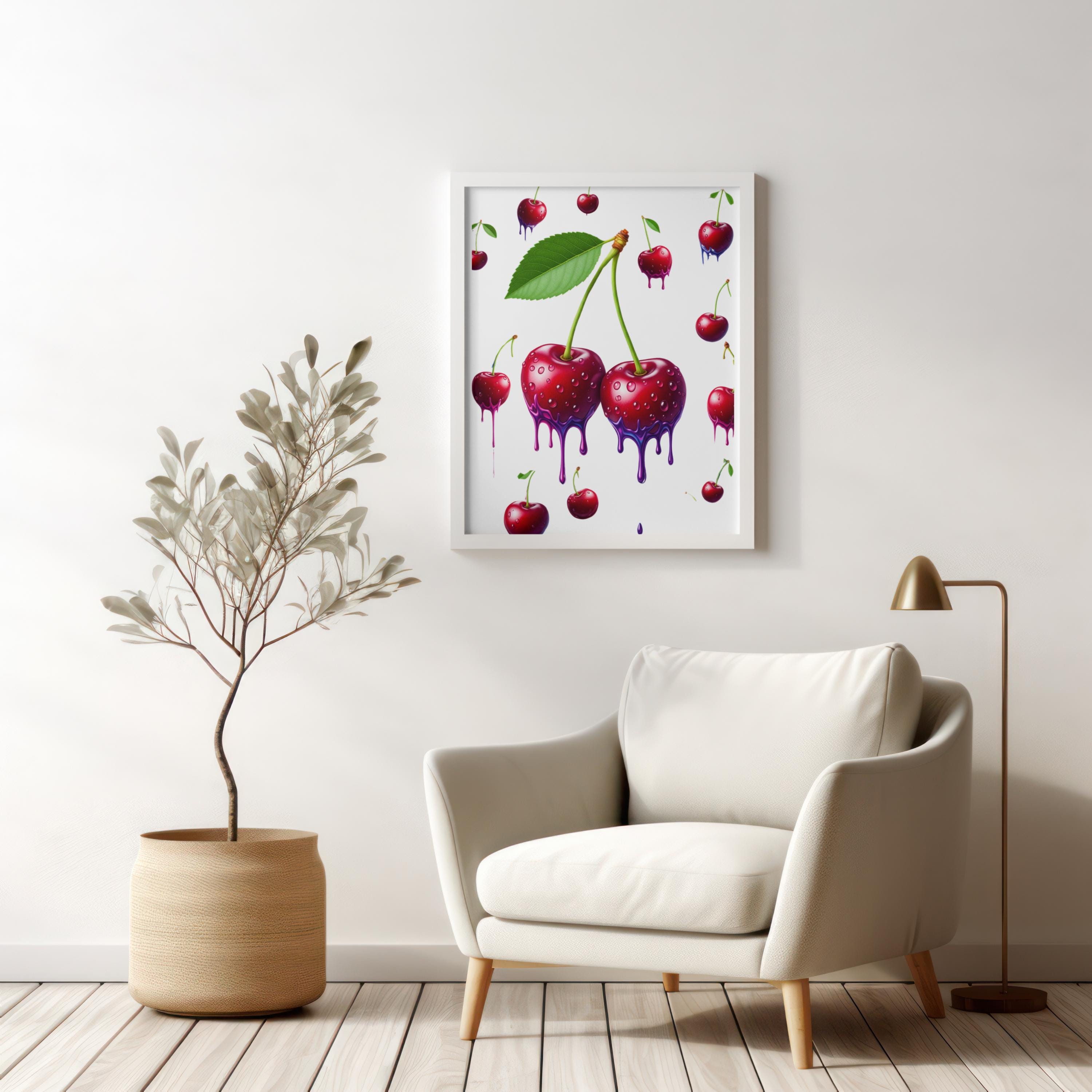 Dripping Cherries Digital Wall Art | Fruit Space Theme | Digital ...