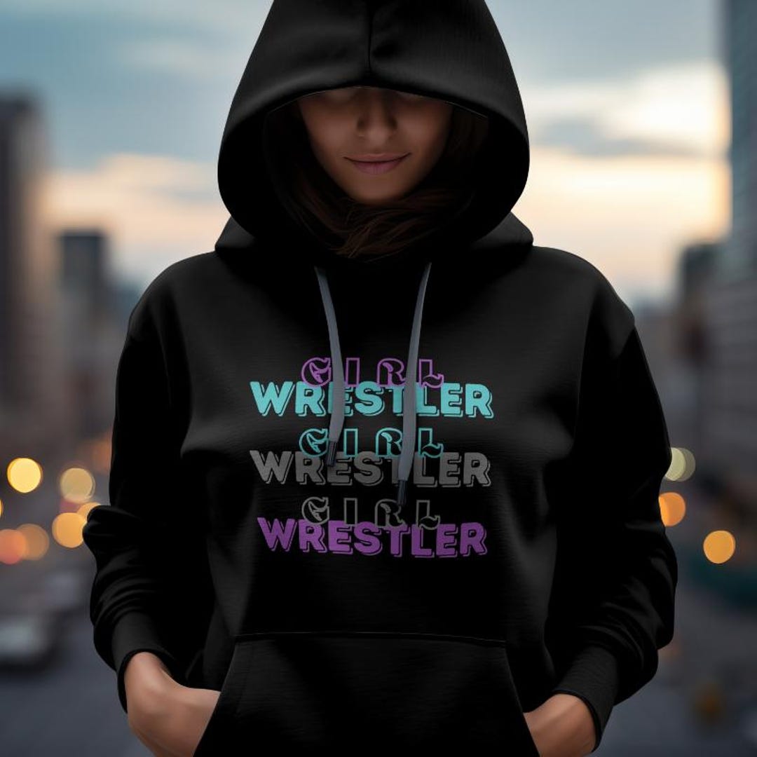 Girl Wrestler Hoodie - Bold Feminine Wrestling Graphic Sweatshirt ...