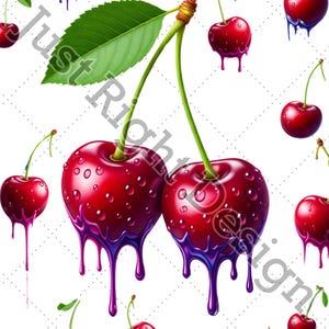 Dripping Cherries Digital Wall Art | Fruit Space Theme | Digital ...