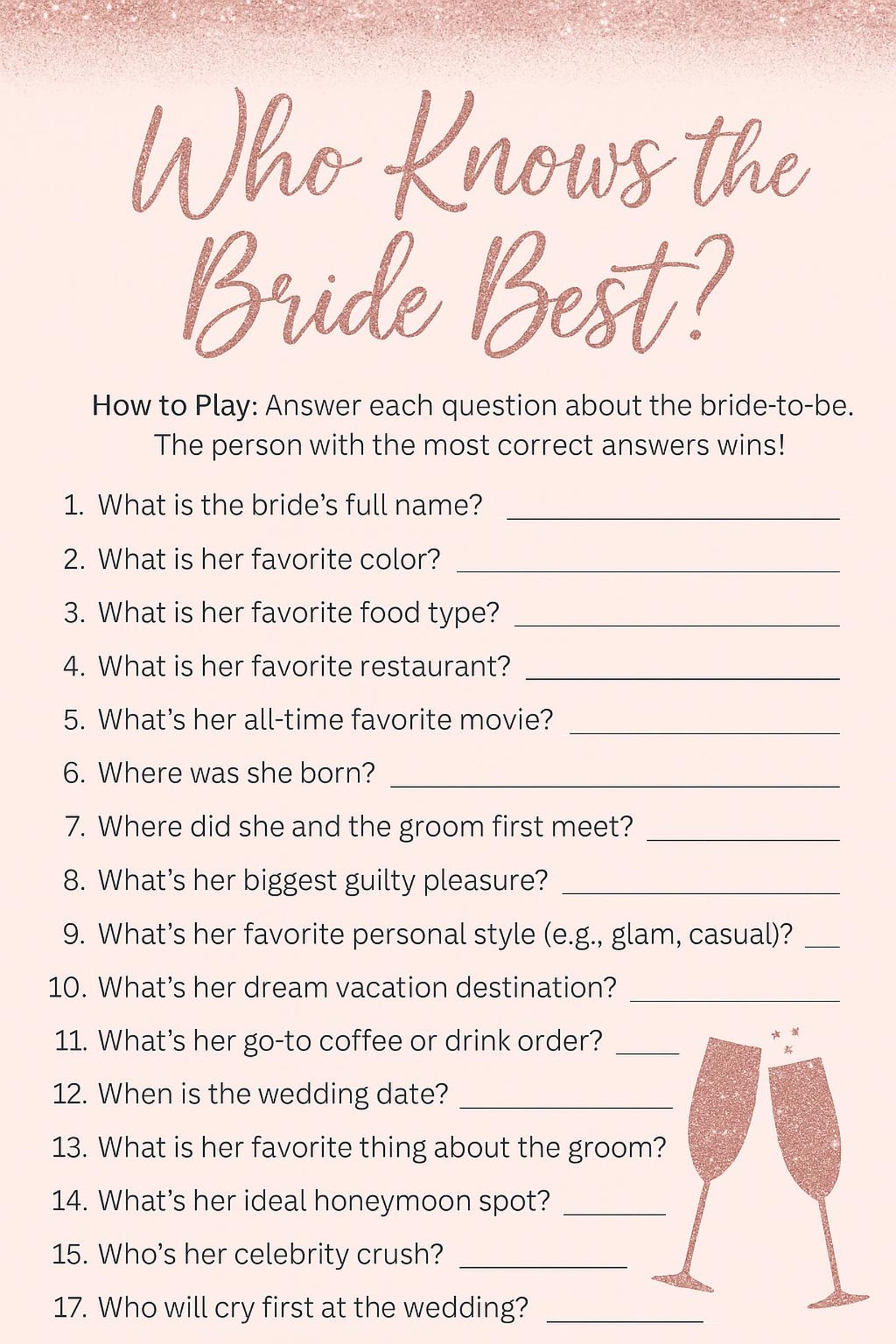 Bachelorette, Pink, Glitter, Games, Bridal Shower Games, Bachelorette ...