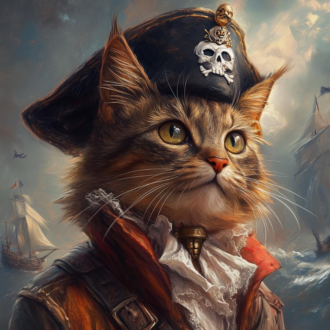 Custom Pirate Pet Portrait, Personalized Pet Art, Funny Pet Costume ...