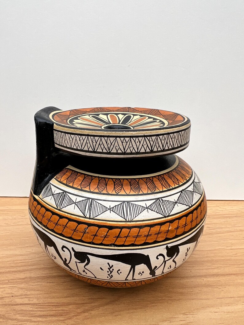 Hand-painted Greek Style Ceramic Pot: Geometric Floral Vase - Etsy