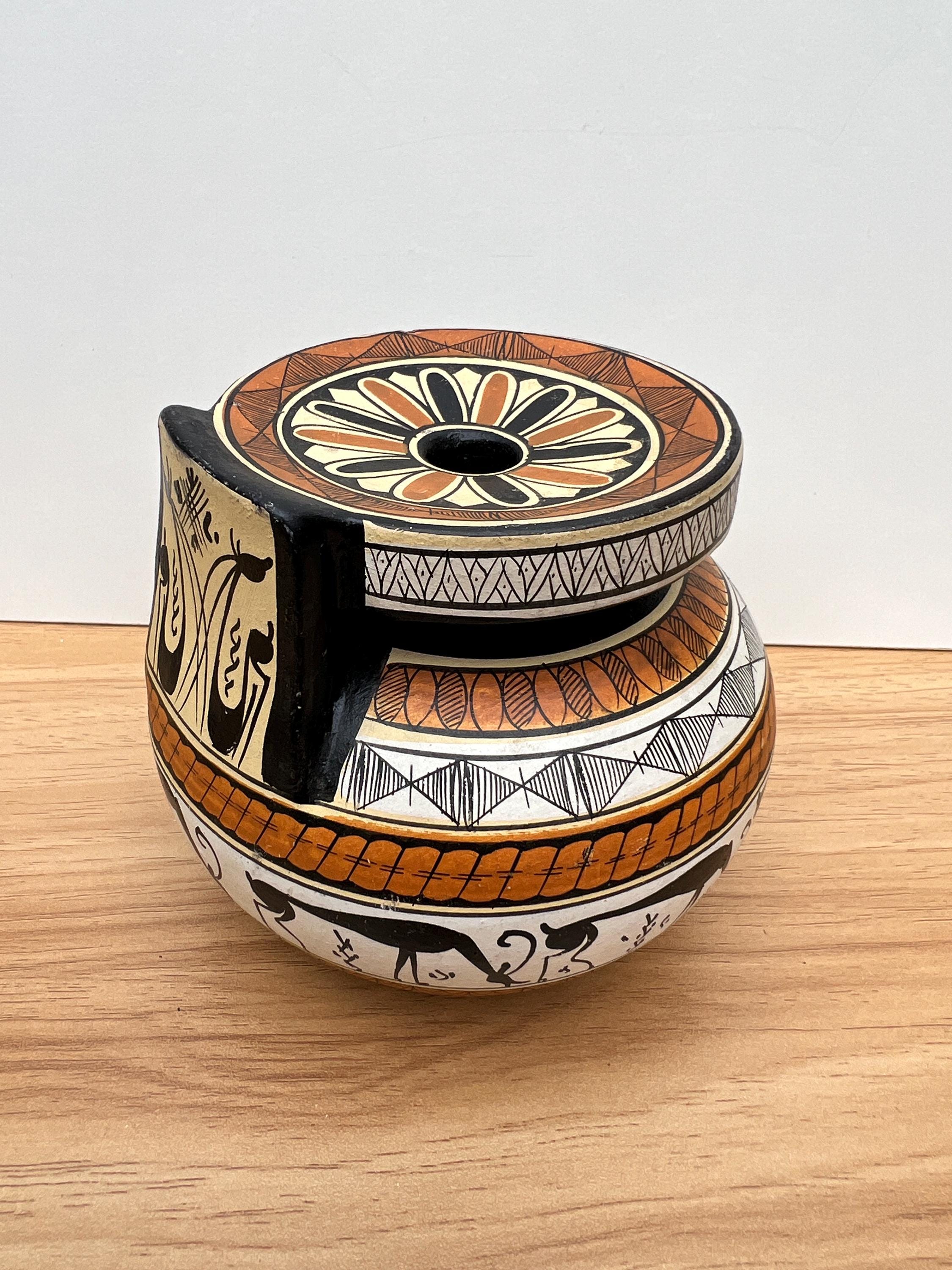 Hand-painted Greek Style Ceramic Pot: Geometric Floral Vase - Etsy