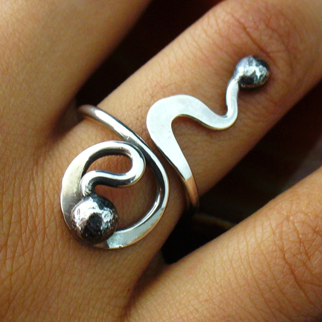 Oxidized Ring Sterling Silver Adjustable Rustic Twisted Wire Ring Size ...