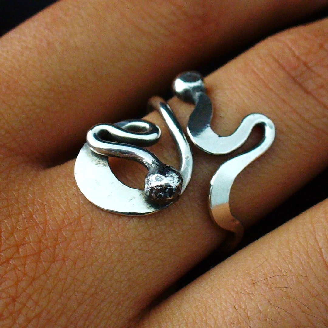 Oxidized Ring Sterling Silver Adjustable Rustic Twisted Wire Ring Size ...