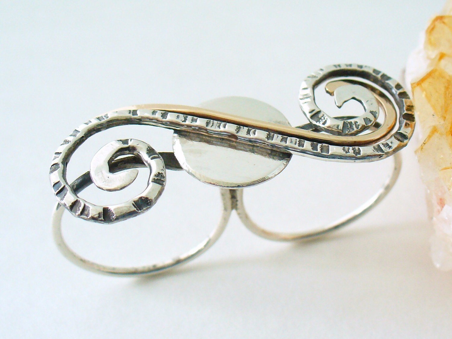 Sterling/gold Two Finger Ring for Women Double Finger Ring 2 - Etsy