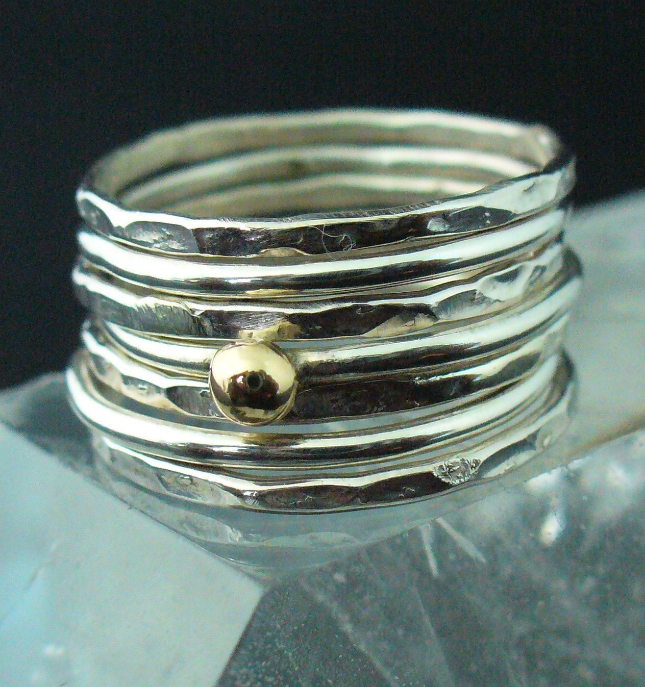 Sterling Stack Set Mixed Hammered and Polished Stacking Ring - Etsy