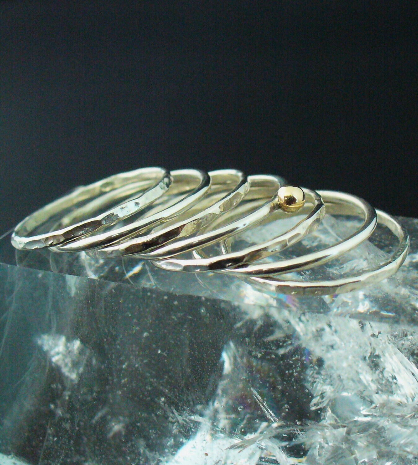 Sterling Stack Set Mixed Hammered and Polished Stacking Ring - Etsy
