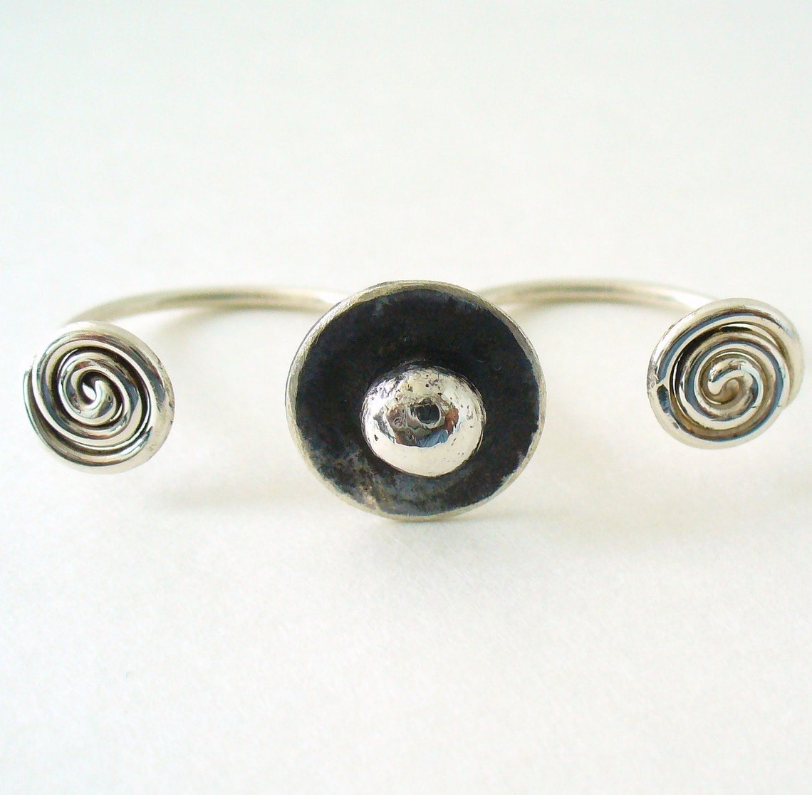 Womens Open Ring Sterling Silver Double Cuff Ring for Women Open Two ...