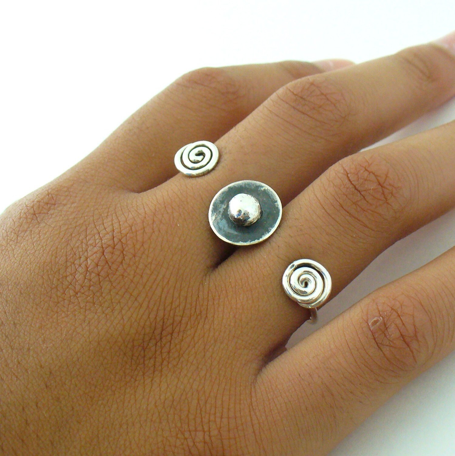 Womens Open Ring Sterling Silver Double Cuff Ring for Women Open Two ...